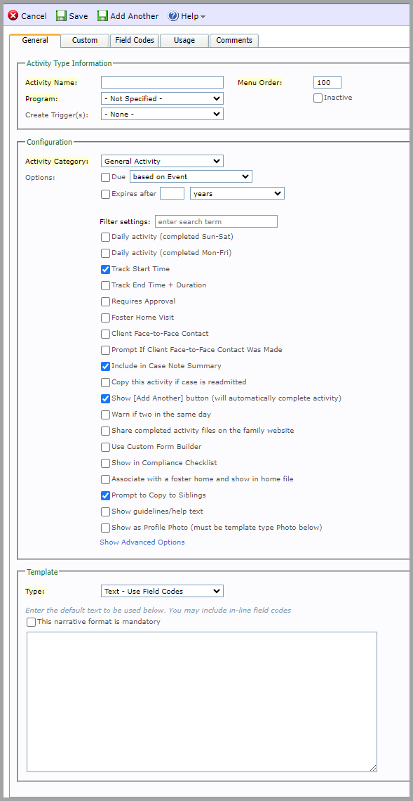 Program Activity Types – extendedReach