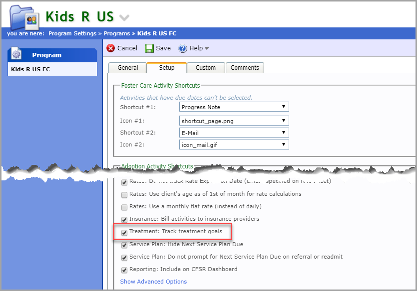 Foster Care - Case Screen: Treatment Tab – extendedReach Help Center